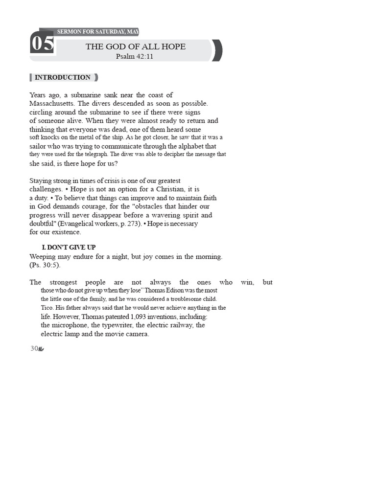 5 "The God of All Hope" | PDF | Faith | Second Coming