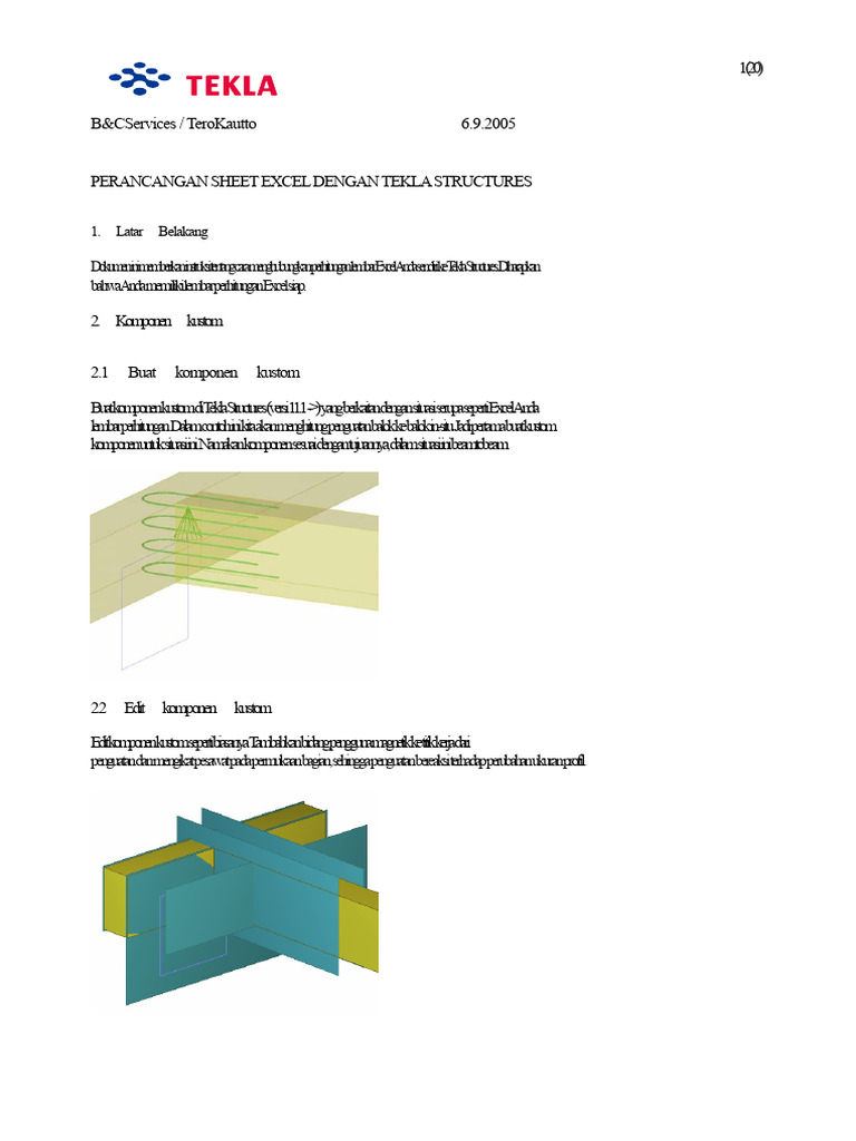 Excel Dengan Komponen Kustom Tekla Structures | PDF