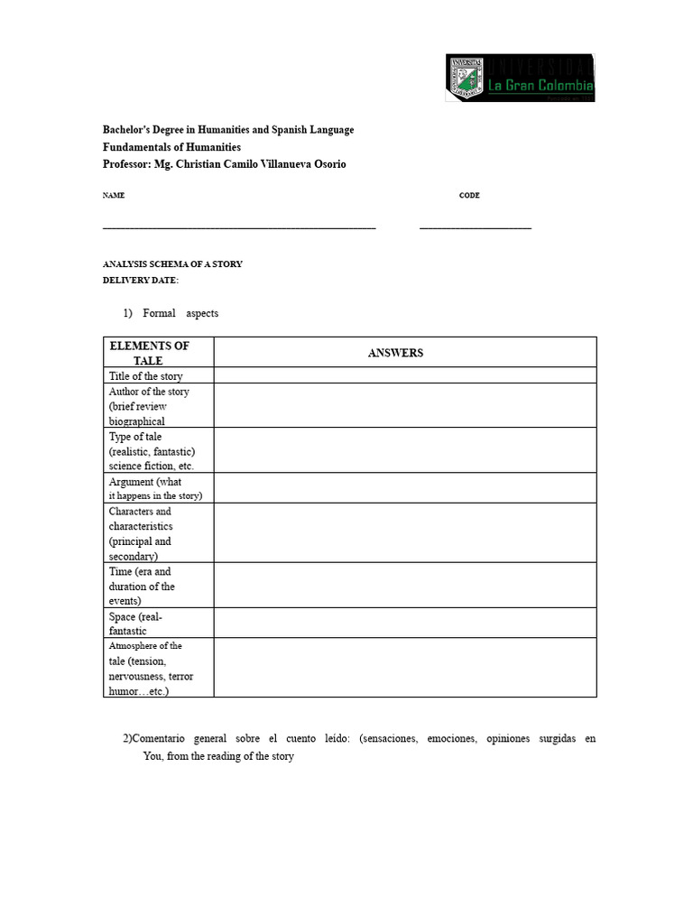 Story Analysis Schema Guide | PDF