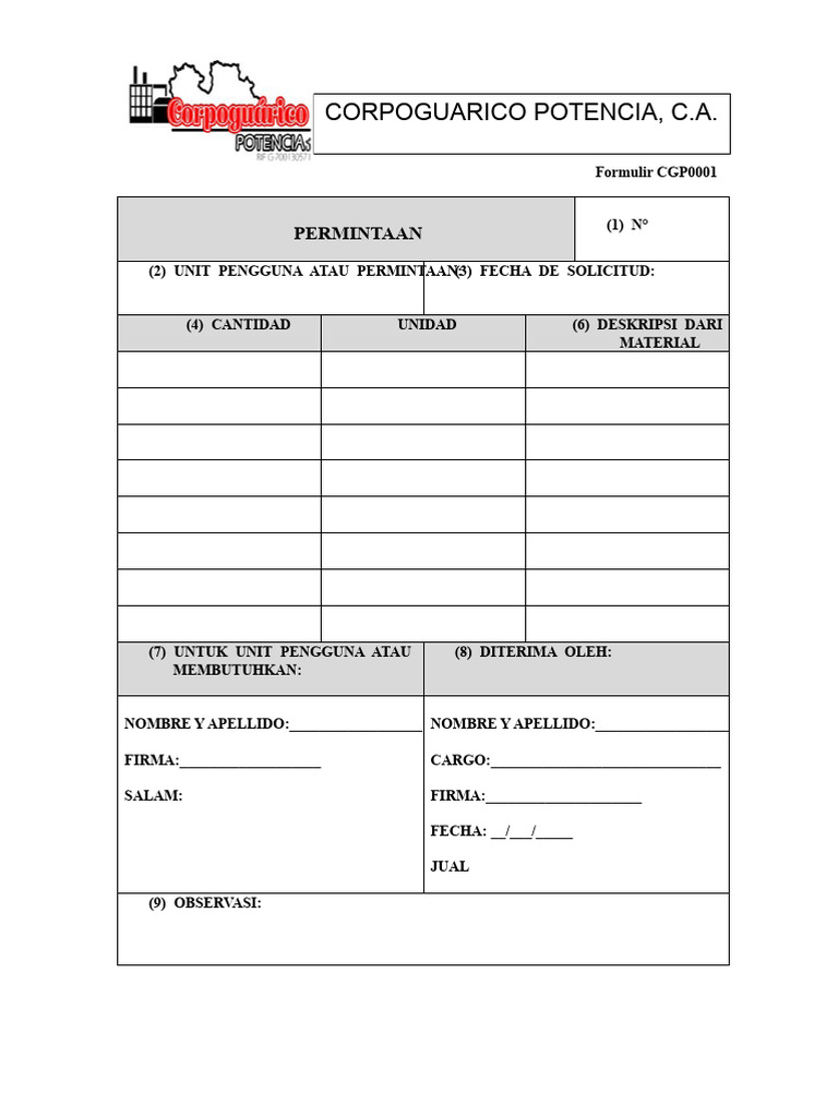 Format Permintaan | PDF