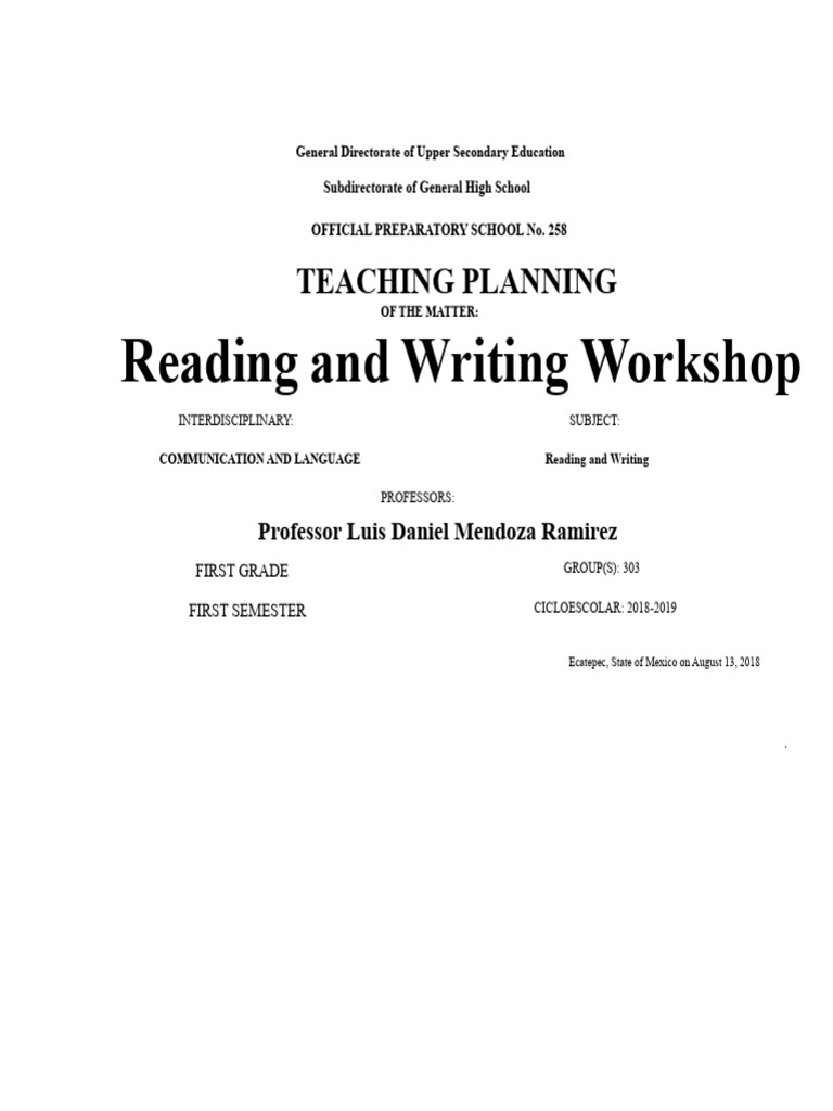 PLANNING OF READING AND WRITING WORKSHOP Daniel PDF | PDF | Semantics ...