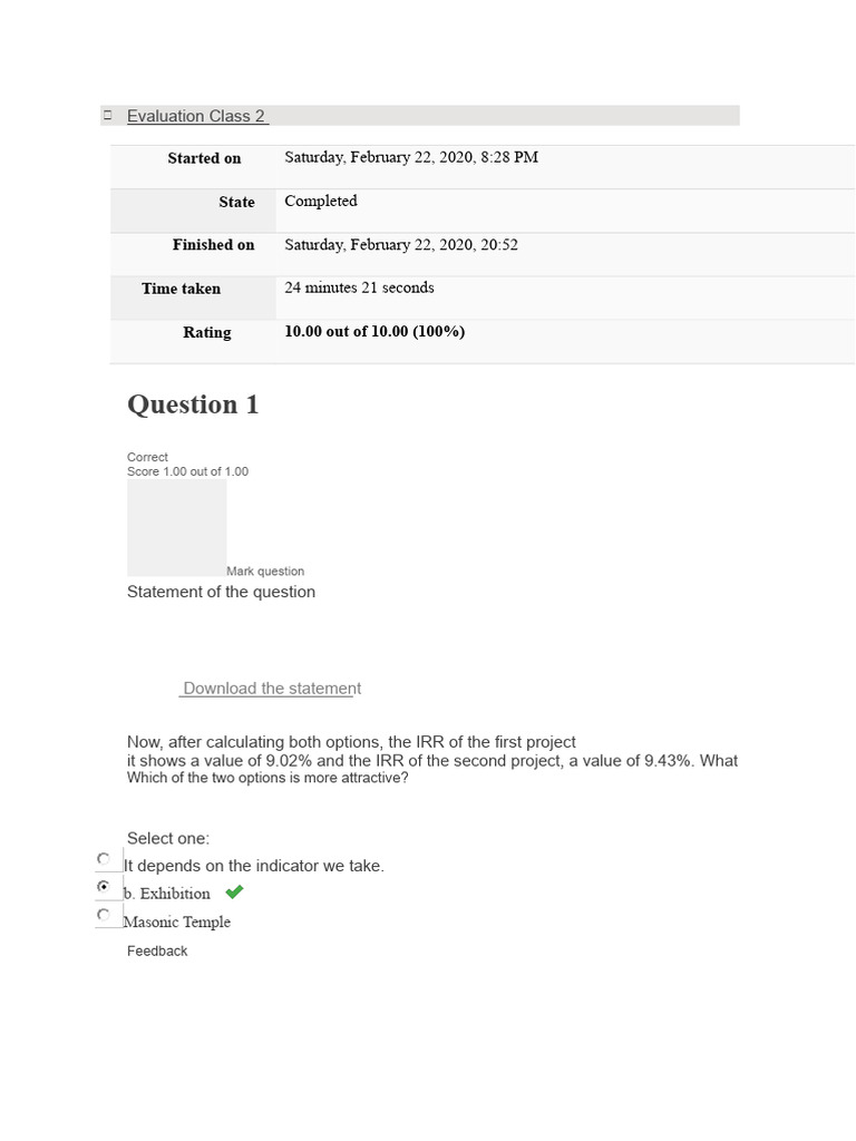 Investment Project Evaluation Quiz | PDF | Internal Rate Of Return ...