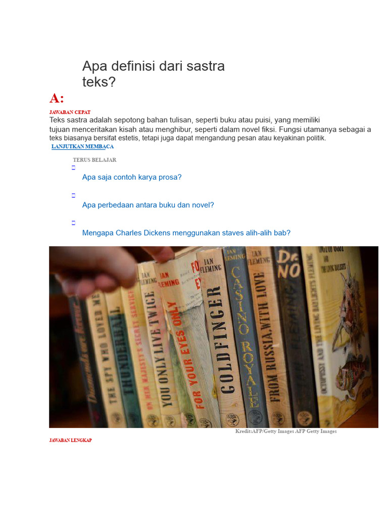 Definisi Teks Sastra dan Fungsinya | PDF