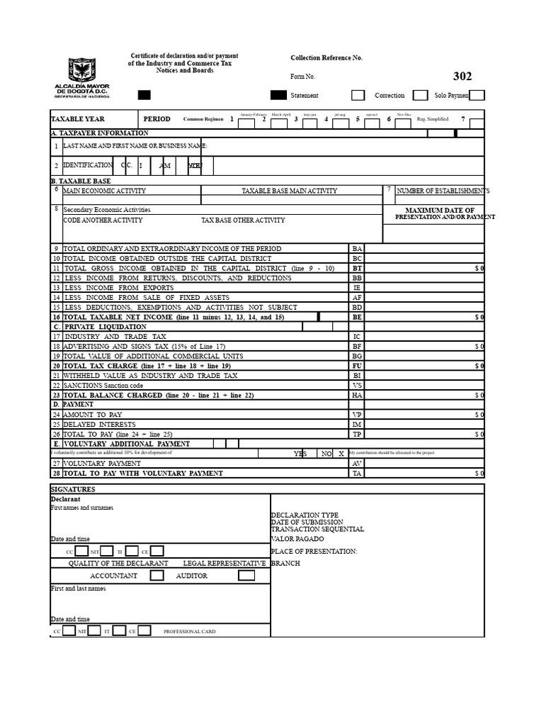 ICA Forms and Rete ICA - Bogota | PDF | Income | Taxes