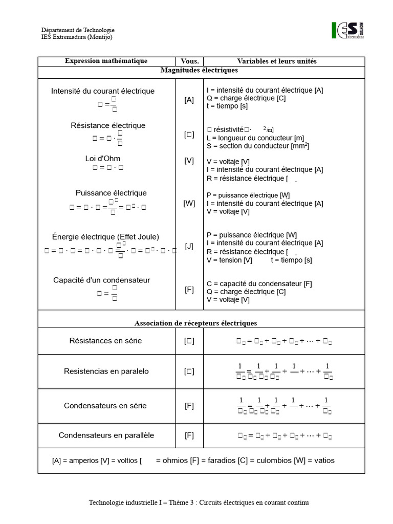 Circuits Électriques en Courant Continu | PDF | Électricité ...