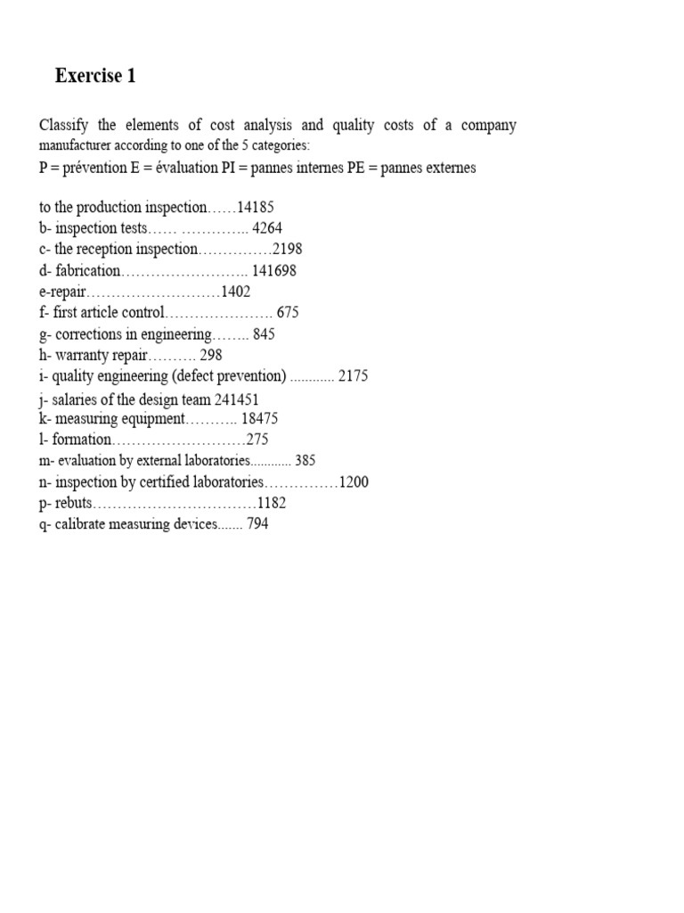 Cost Analysis and Quality Costs Breakdown | PDF | Business