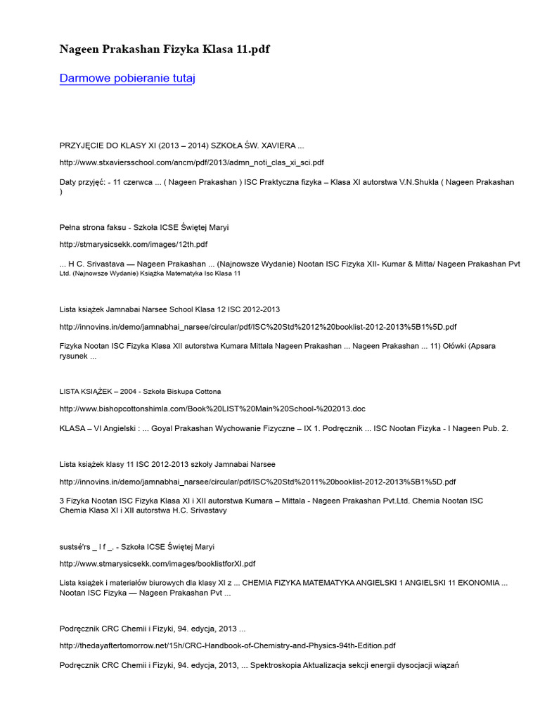 Vdocuments - MX Nageen Prakashan Fizyka Klasa 11 Prakashan Fizyka Klasa 11pdf Isc Praktyczny | PDF