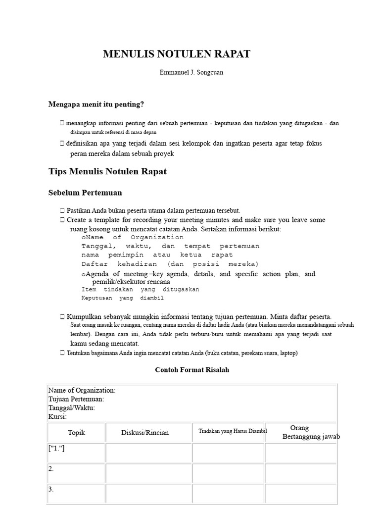 Menulis Notulen Rapat.pdf | PDF