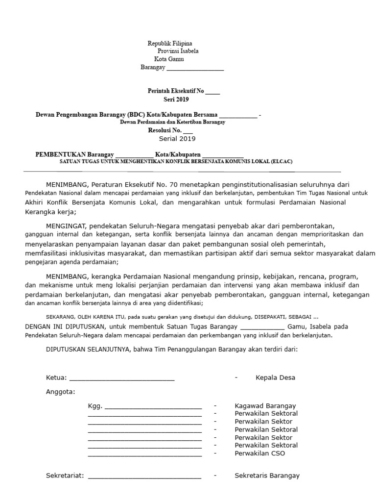 Template Barangay Task Force ELCAC.docx | PDF