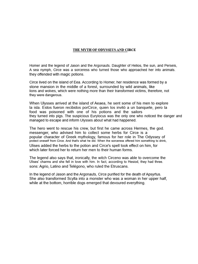 The Myth of Odysseus and Circe | PDF