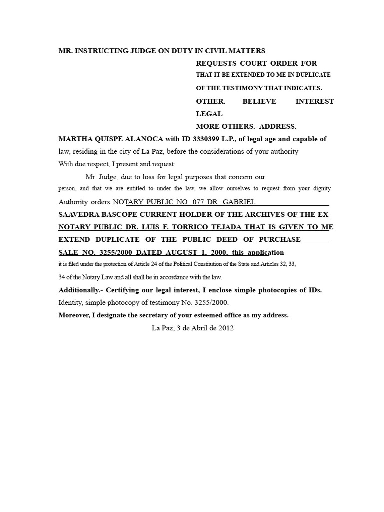 Request Duplicate of Testimony | PDF
