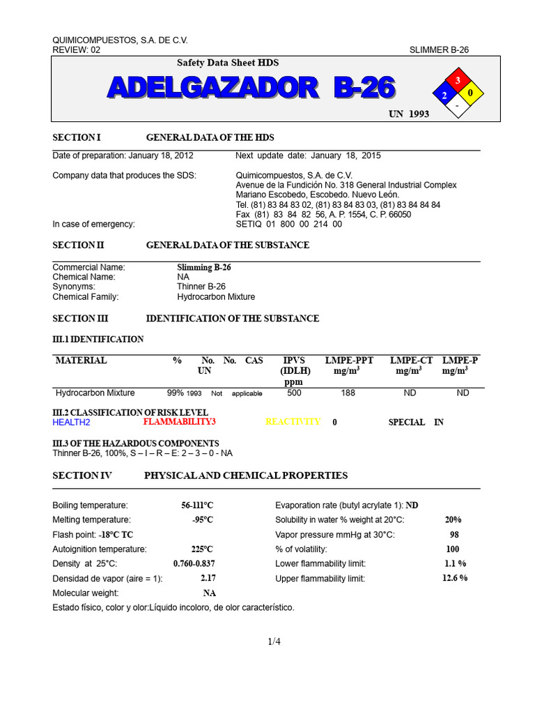 Mcca000005 - Thinner - MSDS 2015 PDF | PDF | Dangerous Goods | Firefighting