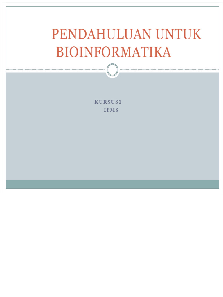 Pengenalan Bioinformatika dan Aplikasinya | PDF