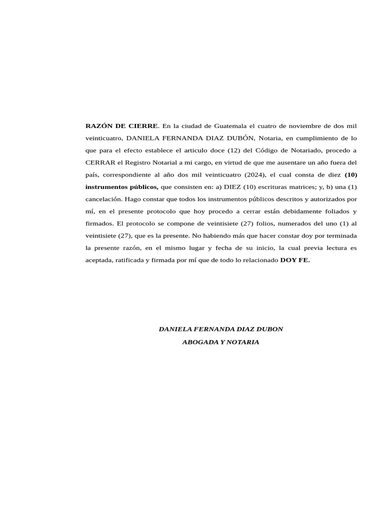 Razon de Cierre | PDF