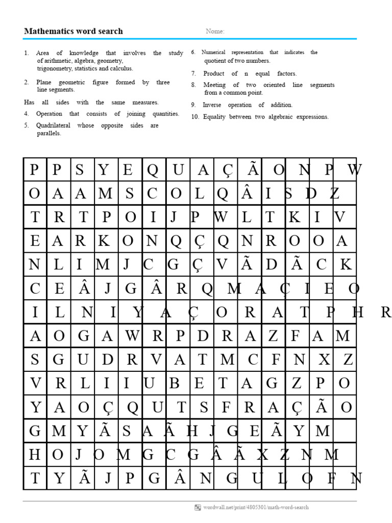 Math Word Search | PDF
