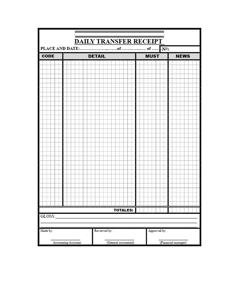 Daily Receipt of Income, Expense, and Transfer | PDF | Receipt | Payments
