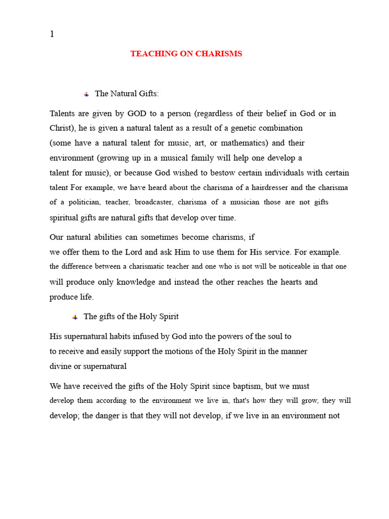 Understanding Charisms of the Holy Spirit | PDF | Spiritual Gift | Charisma