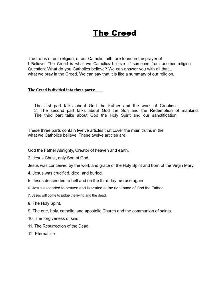 The Creed | PDF | God The Father | God In Christianity