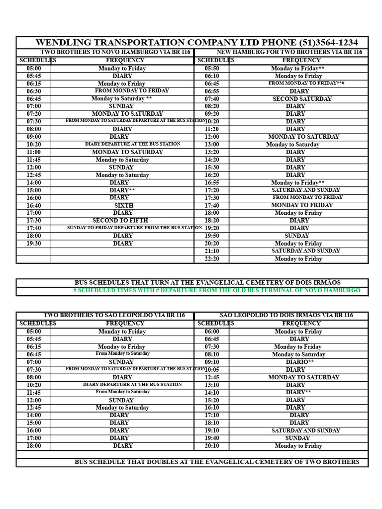 Two Brothers Bus Schedules BR 116 | PDF | Bus Transport | Transport