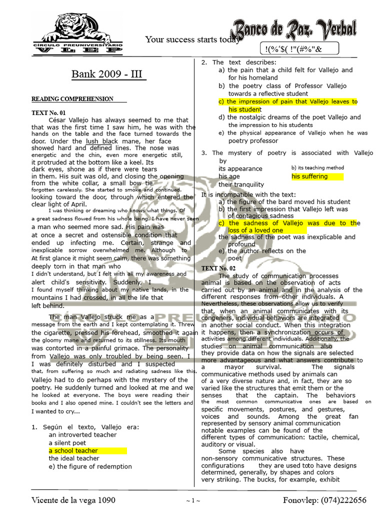 Verbal reasoning 1st PARTIAL 2009-III | PDF | Communication
