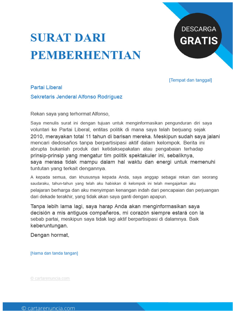 Model Surat Pengunduran Diri Partai Politik | PDF