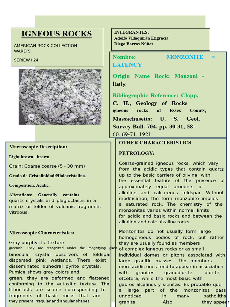 MONZONITE | PDF | Igneous Rock | Granite