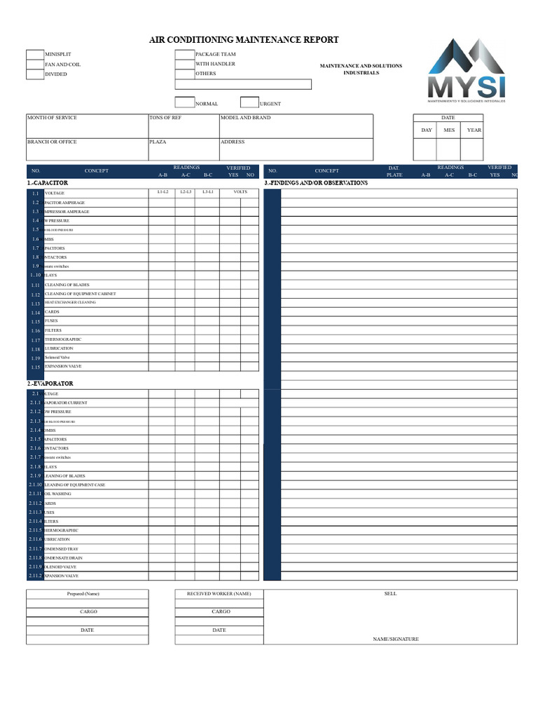 Air Conditioning Maintenance Report | PDF | Relay | Air Conditioning