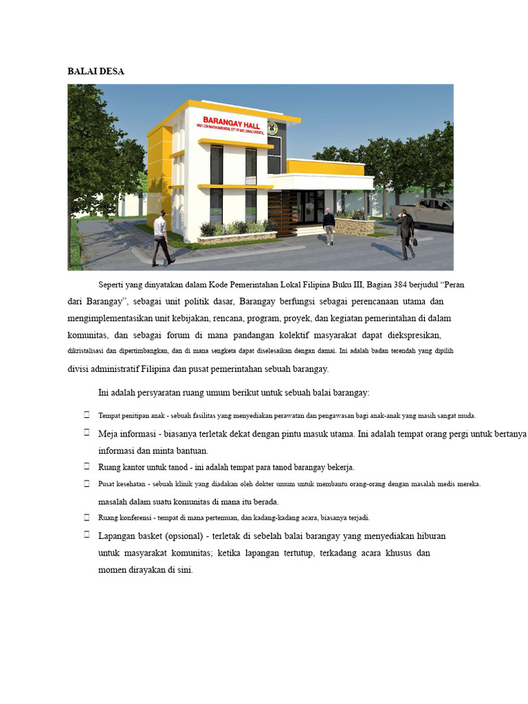 Fasilitas dan Desain Balai Barangay Filipina | PDF