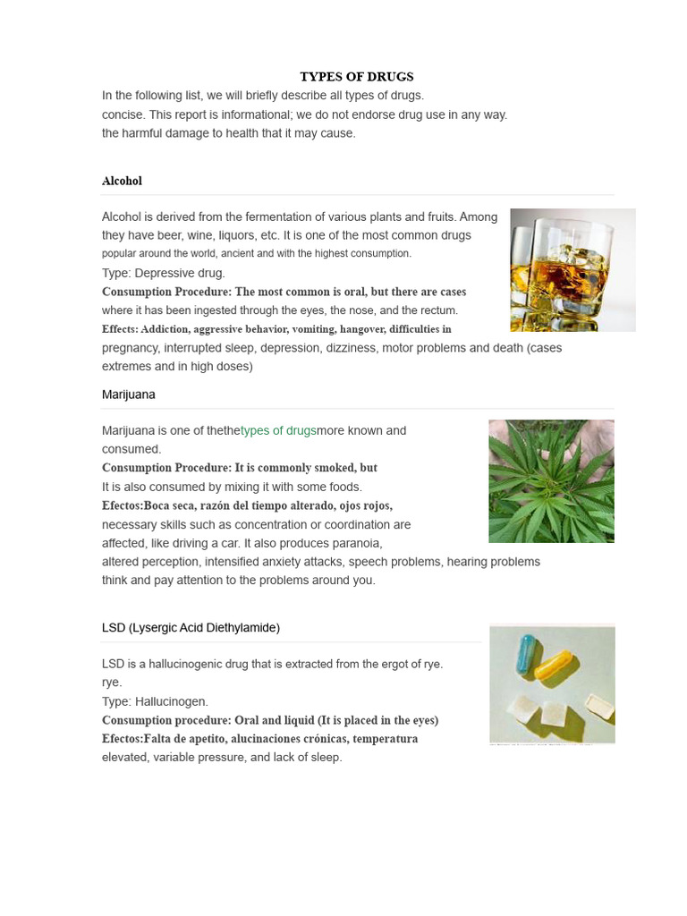 Overview of Drug Types and Effects | PDF | Stimulant | Psychoactive Drugs