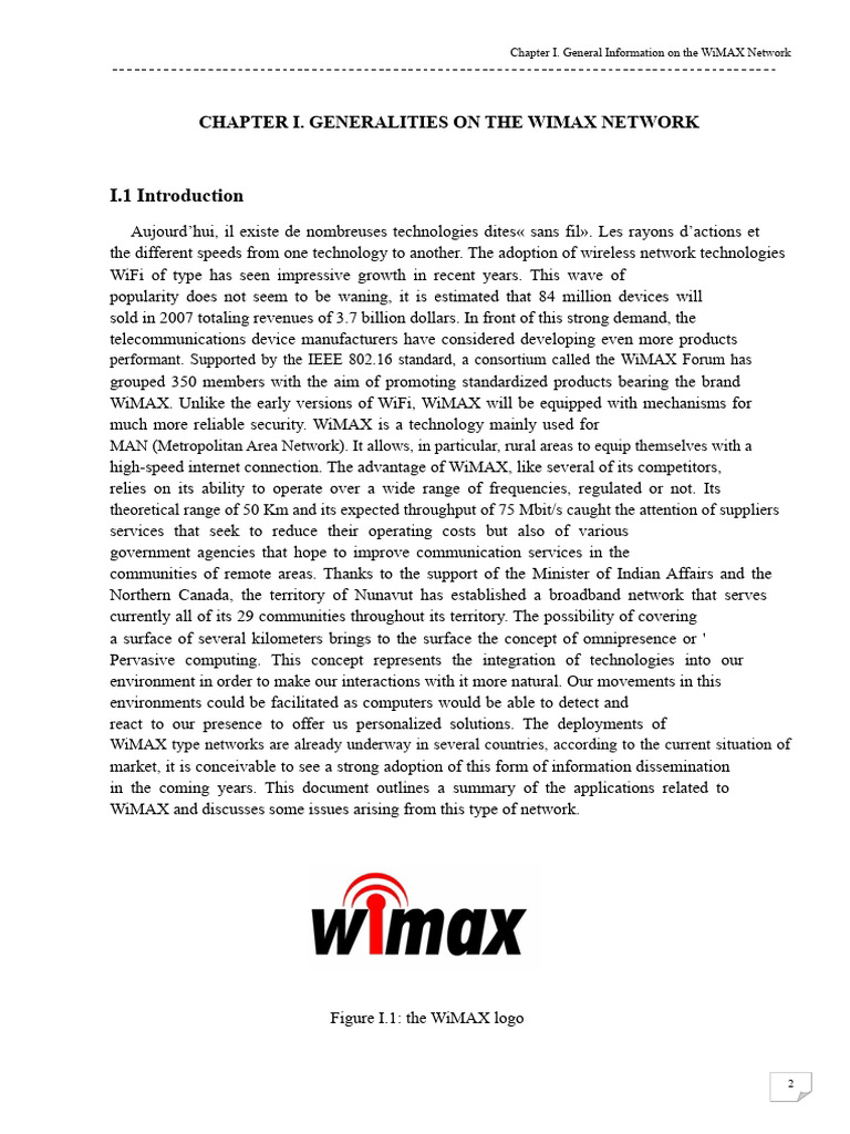 General information about the WiMAX network | PDF | Wi Max | Computer Engineering