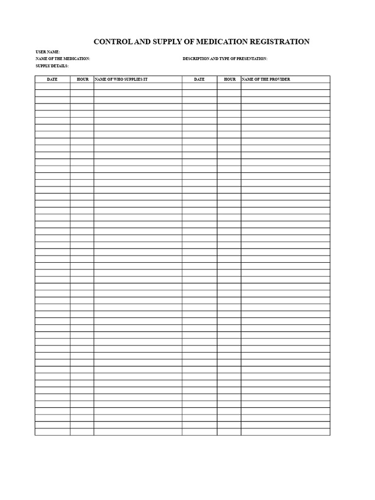 Medication Supply Control Form | PDF