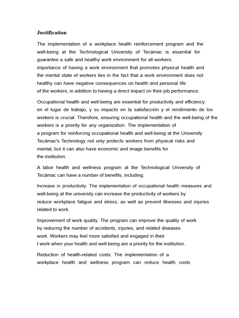 Justification | PDF | Occupational Safety And Health | Occupational Stress