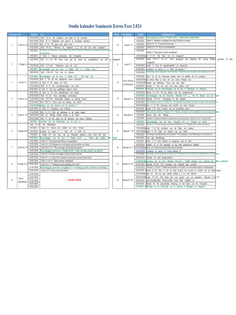 Studie kalender Seminar LDM 2024 | PDF