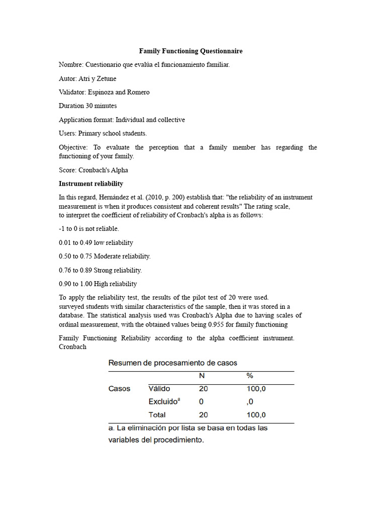 Family Functioning Evaluation Tool | PDF | Cronbach's Alpha | Psychology
