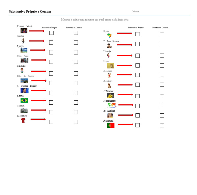 Juego 1 - Sustantivo Propio y Común | PDF