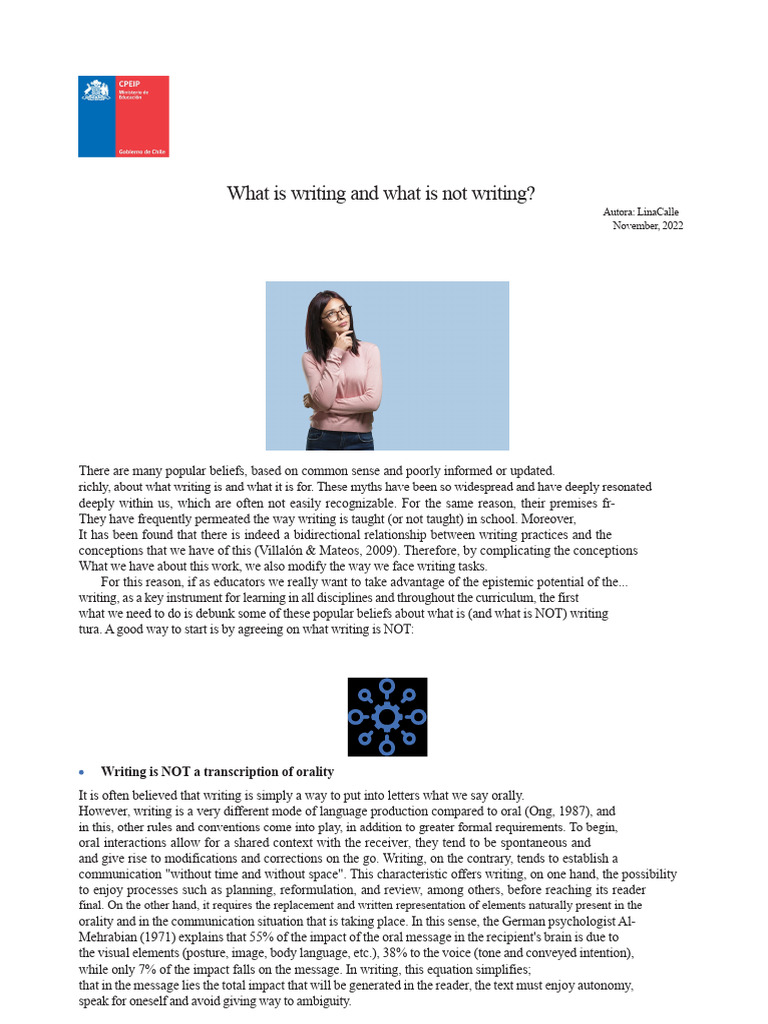 What Writing Is and What It Is Not. | PDF | Thought | Metacognition