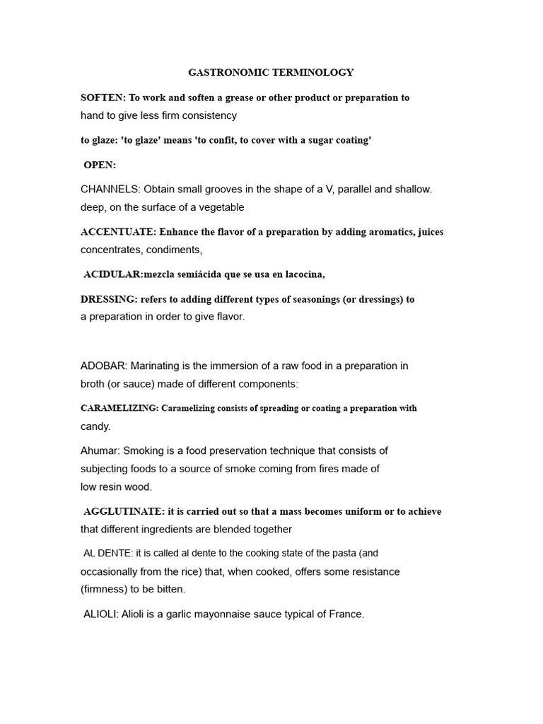 Essential Culinary Terms Explained | PDF | French Cuisine | Sauce