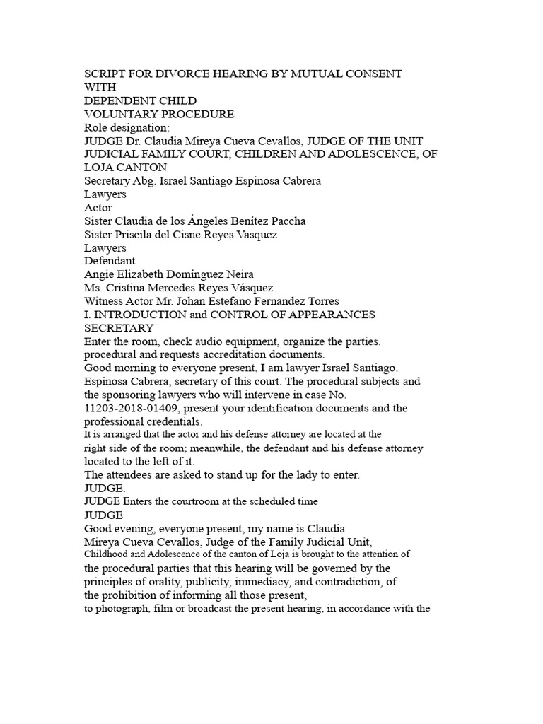 Divorce Hearing Script | PDF | Judge | Alimony