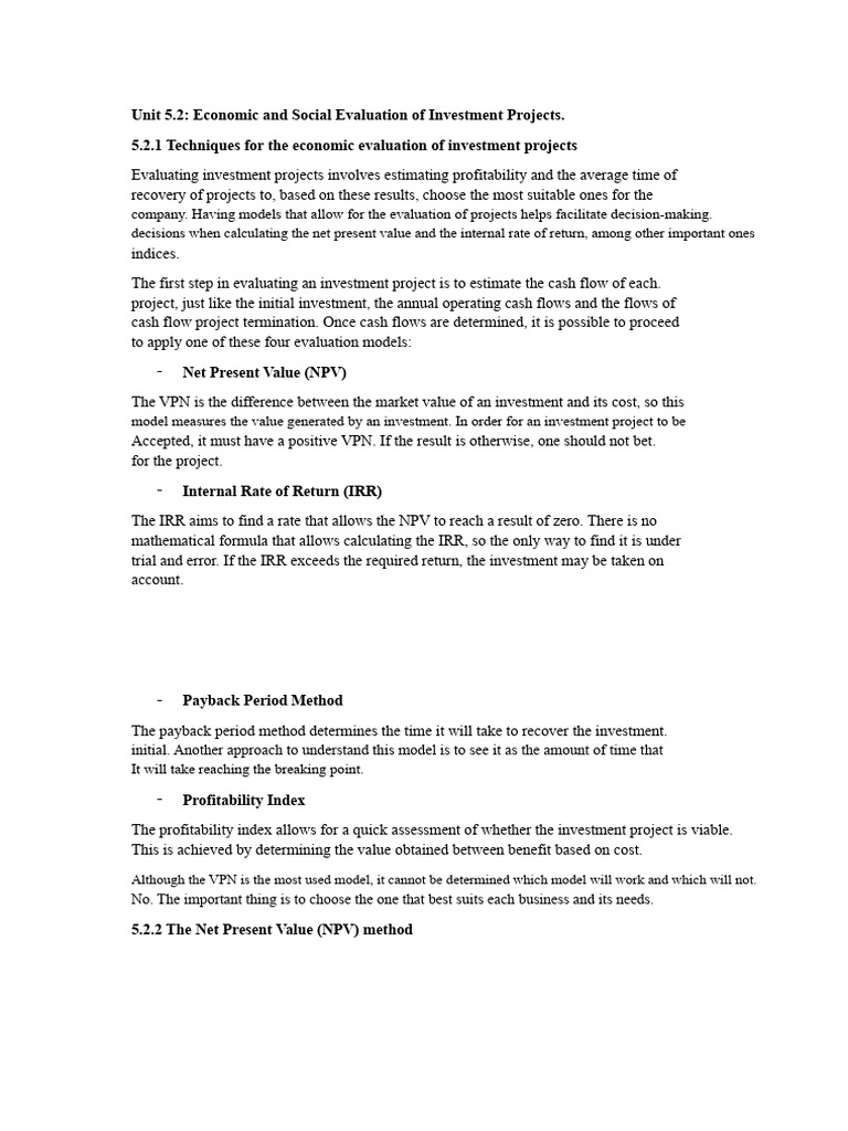 Unit 5 Project Evaluation | PDF | Net Present Value | Internal Rate Of ...
