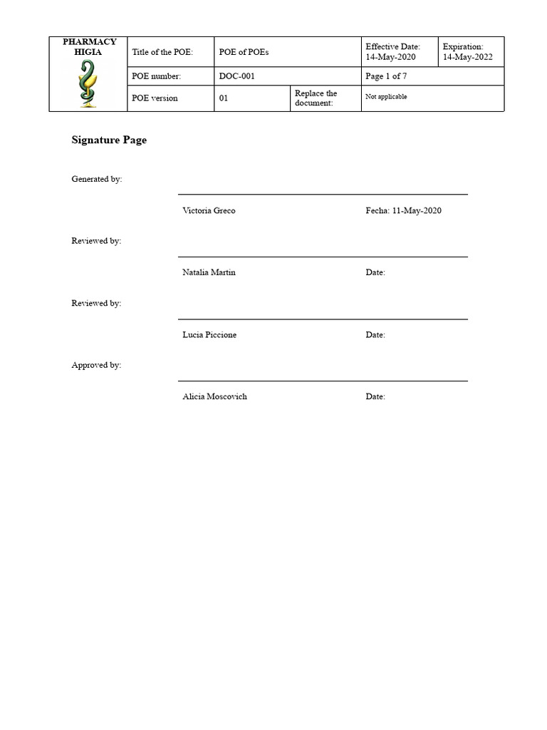 POE DOC-001 v01 POE of POEs | PDF | Arial