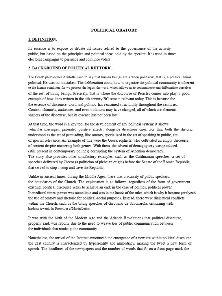 Understanding Political Oratory Techniques | PDF | Bolivia | Rhetoric