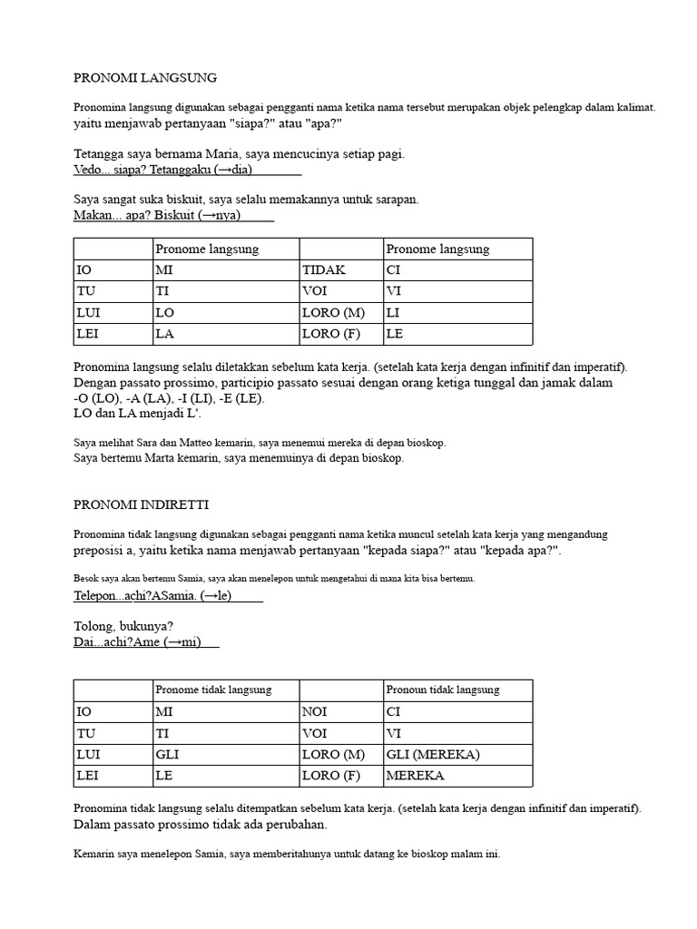 Panduan Pronomina Langsung dan Tidak Langsung | PDF