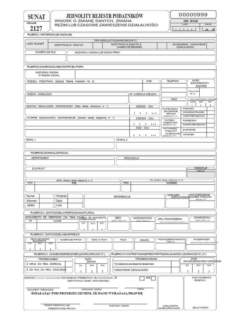 Formularz 2127 | PDF