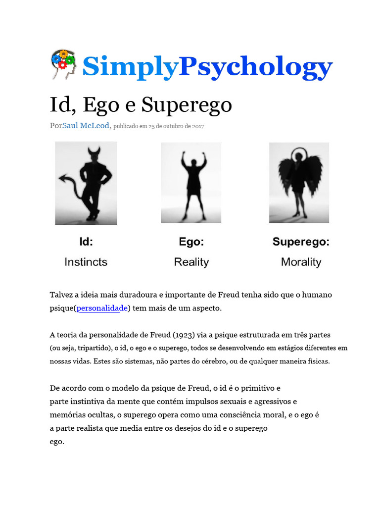 Id, Ego e Superego: Teoria de Freud | PDF | Autoimagem | Pensamento