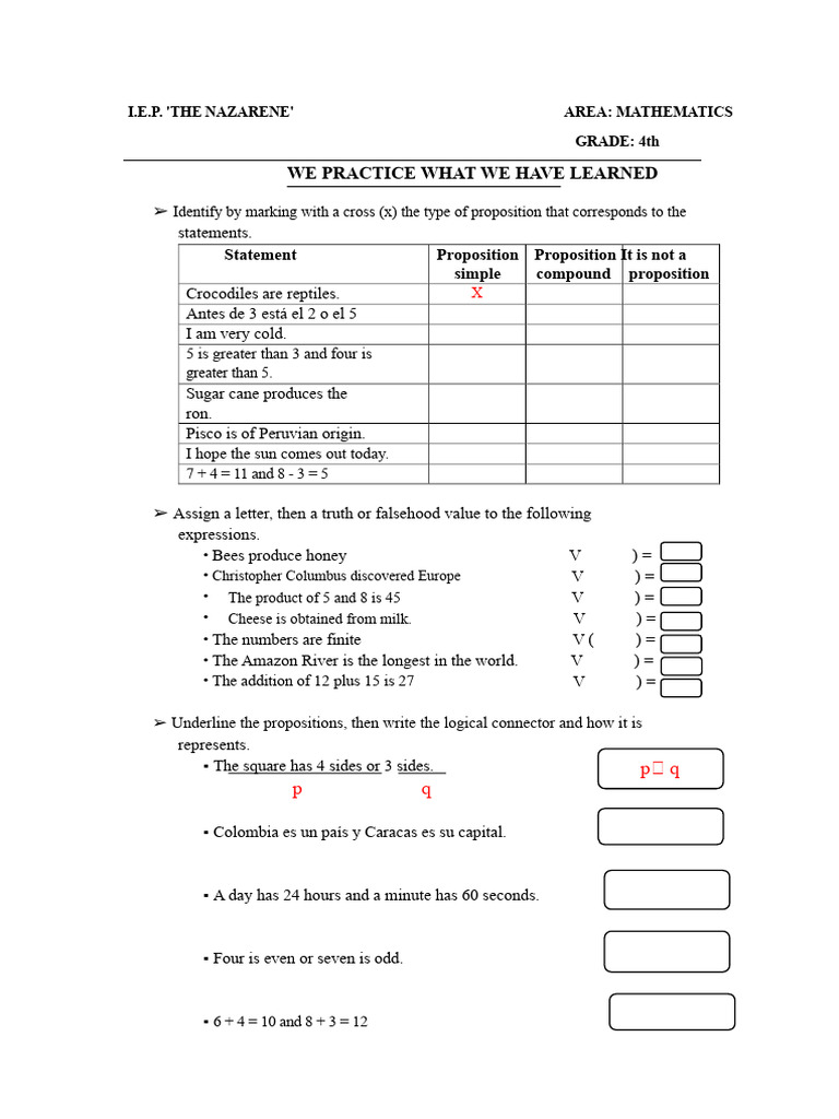 Mathematics Propositions | PDF | Truth | Proposition