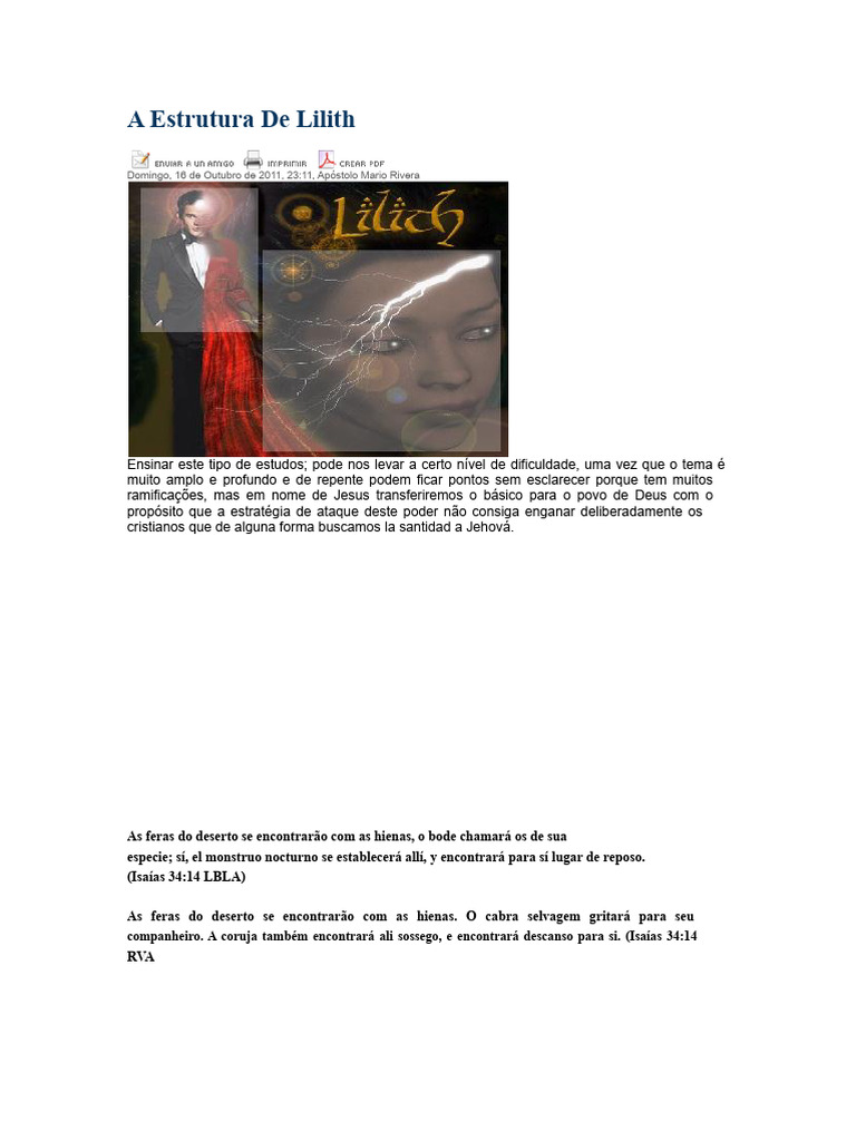 A Estrutura de Lilith | PDF | Lilith | Súcubo