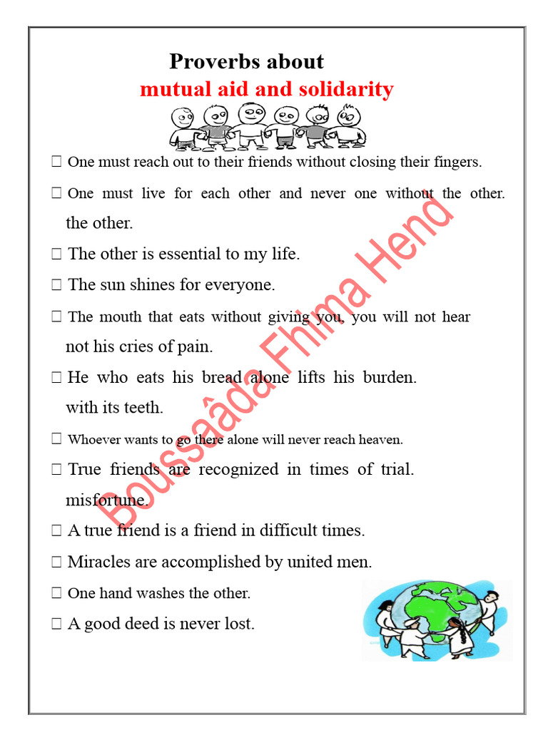 Proverbs About Mutual Aid and Solidarity | PDF