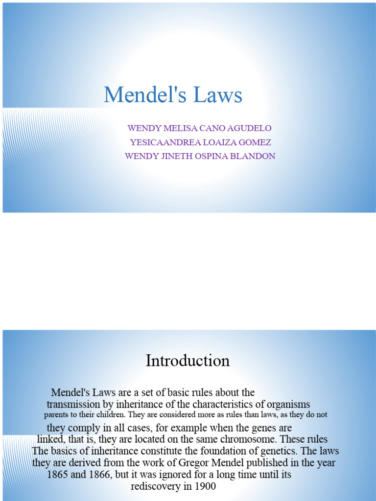 Mendel's Laws | PDF | Ploidy | Dominance (Genetics)