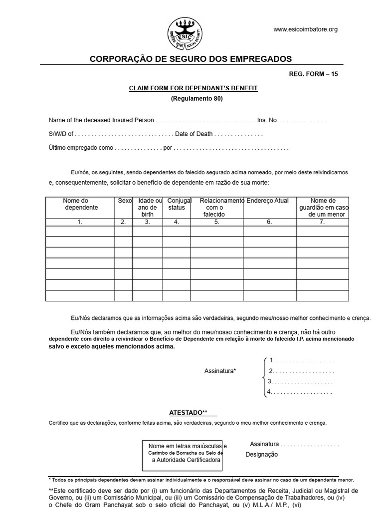 Formulário 15 | PDF