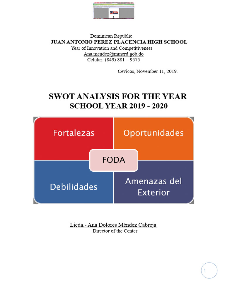 Swot Analysis For The School Year 2019 - 2020 | PDF | Swot Analysis ...